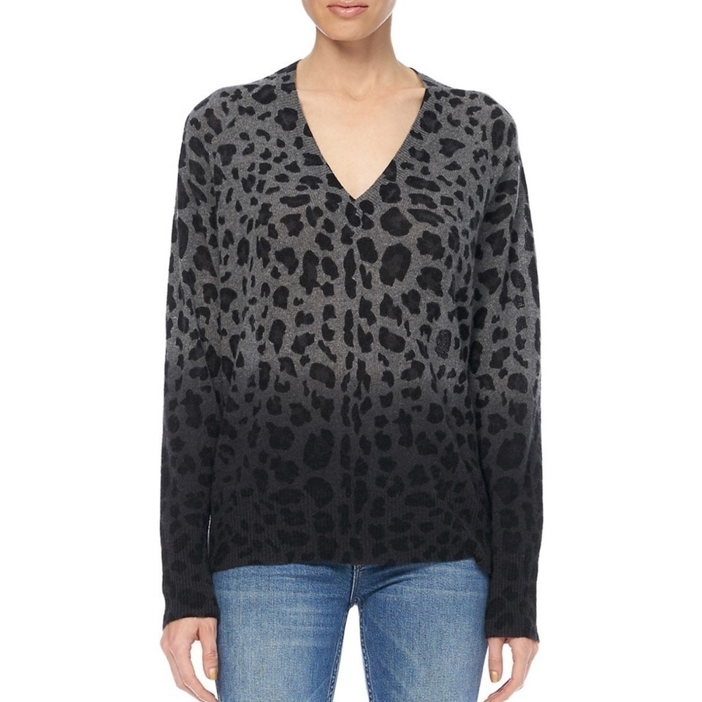 360 Cashmere Lou Dip-Dye Leopard Print Cashmere Sweat… - Gem